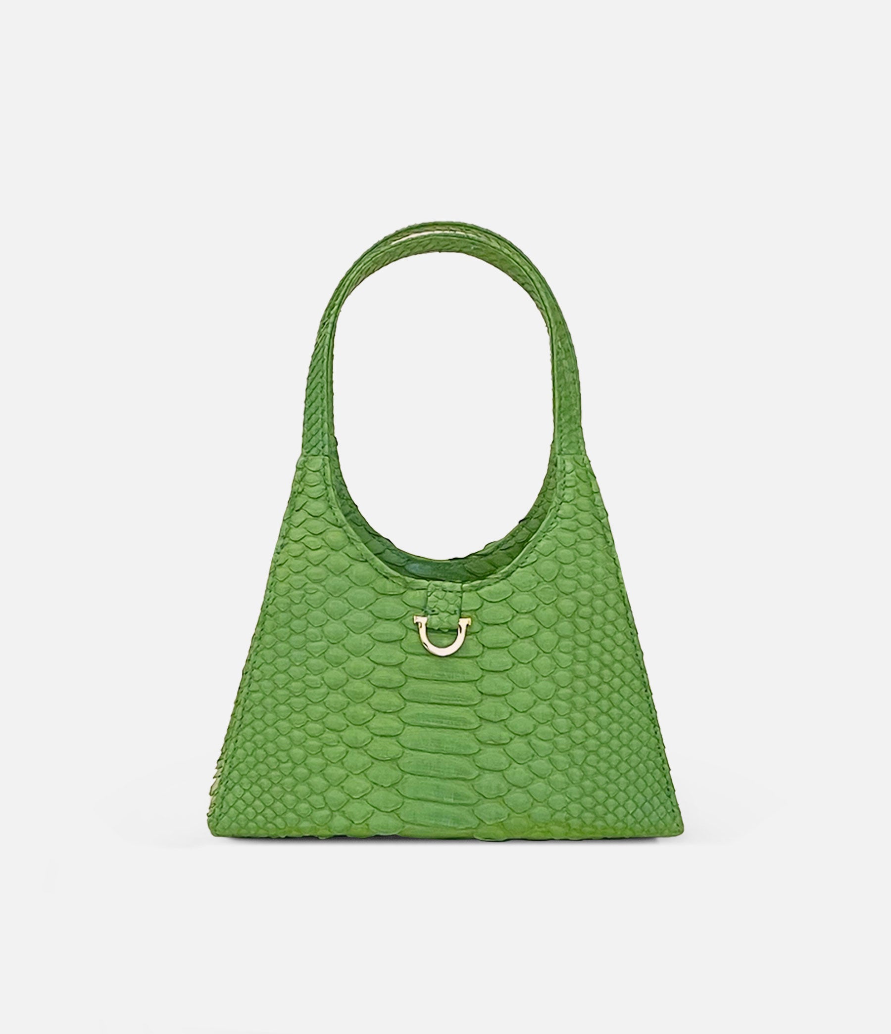 The Lady Tote in Lime Python with Gold Hardware