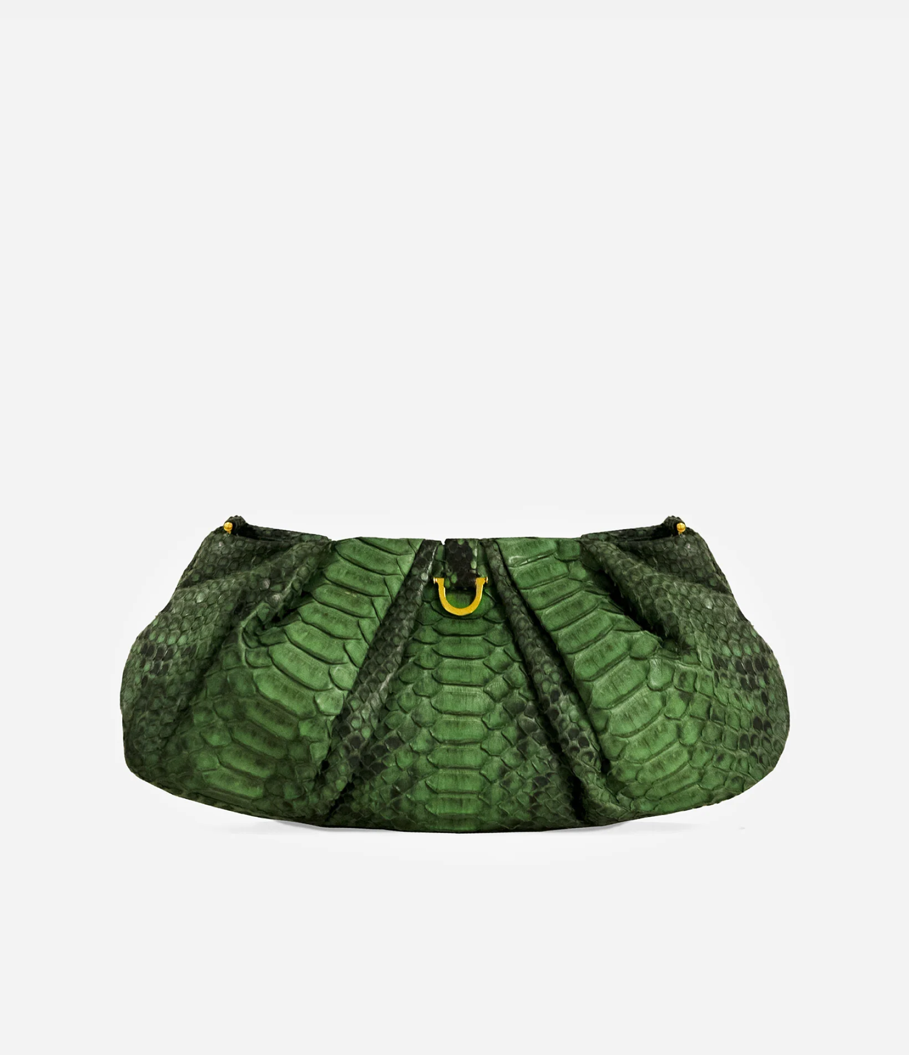 The Python Croissant Bag in Juniper Green Python with Gold Hardware